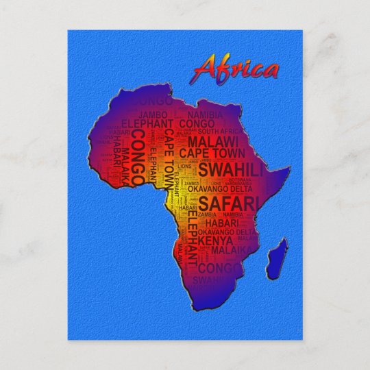 Africa word art postcard | Zazzle.com
