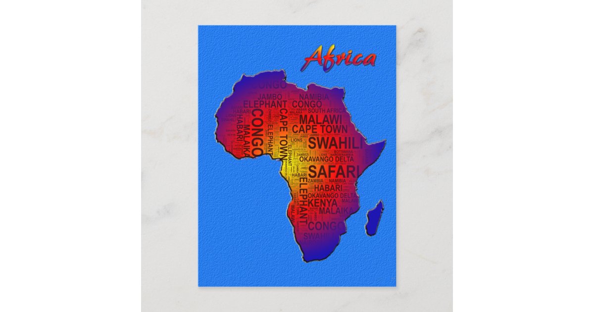 Africa word art postcard | Zazzle