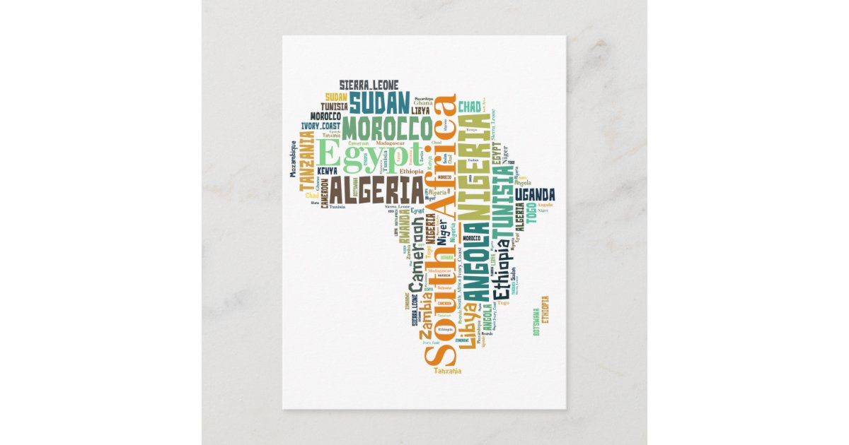 Africa Word Art Postcard | Zazzle