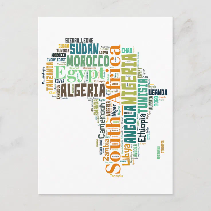 Africa Word Art Postcard | Zazzle