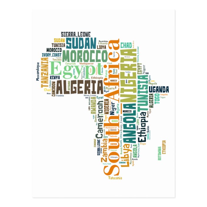 Africa Word Art Postcard | Zazzle.com