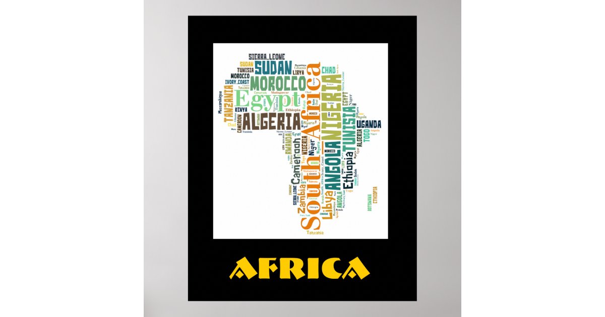 Africa Word Art Wall Poster | Zazzle