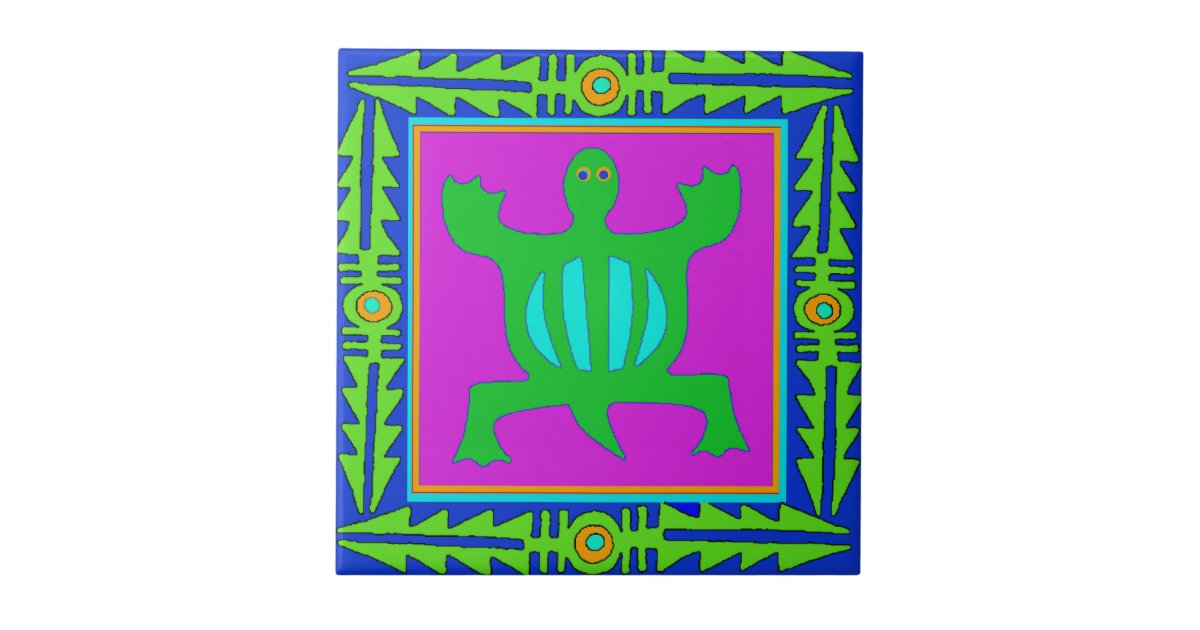 African Adinkra Crocodile - Adaptability Tile | Zazzle