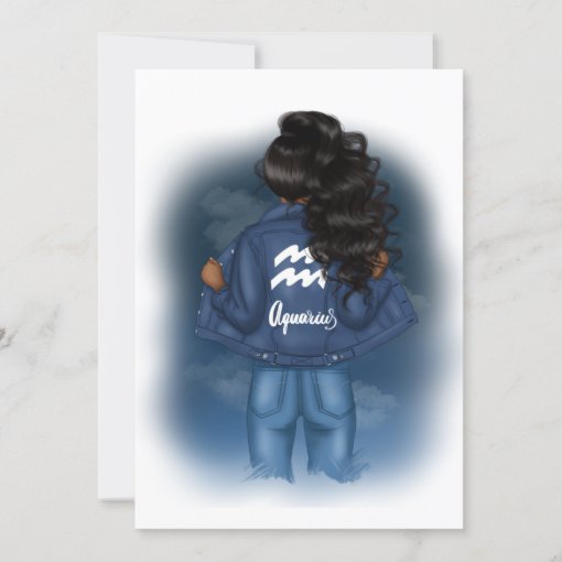 African American Aquarius Zodiac Sign Birthday Invitation | Zazzle