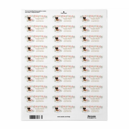 African American Baby Blush Floral Return Address Label | Zazzle