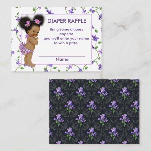 African American Baby Girl Diaper Raffle Enclosure Card | Zazzle