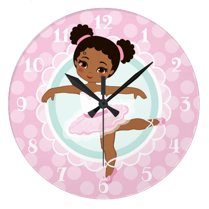 African American Ballerina - Pink Ballet Dancer Large Clock | Zazzle.com