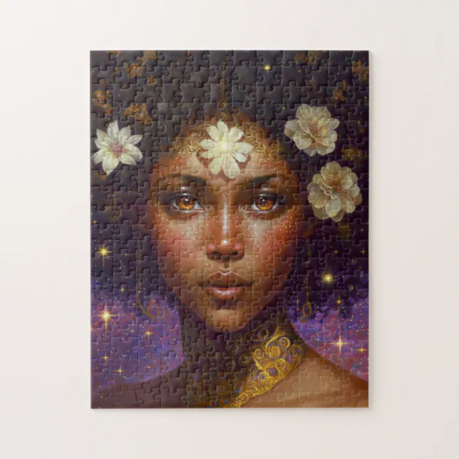 African American Black Goddess Queen Fantasy Art J Jigsaw Puzzle | Zazzle