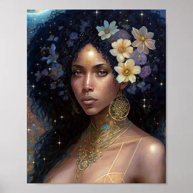 African American Black Goddess Queen Fantasy Art P Poster | Zazzle