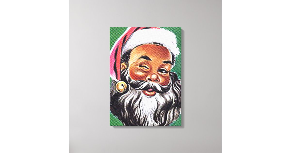 African American Black Santa Claus Christmas Canvas Print | Zazzle
