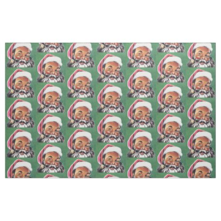 black santa claus christmas fabric | Zazzle.com