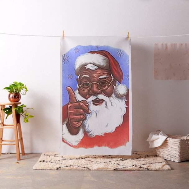 African-American Santa Claus custom Christmas Fabric | Zazzle