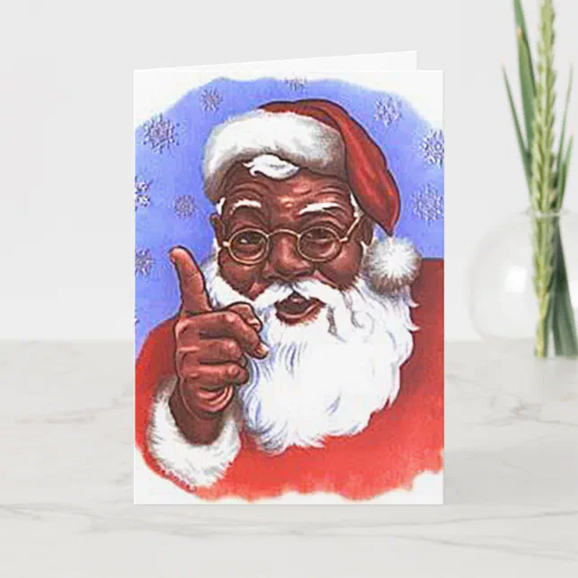 African American Black Santa Claus Christmas Holiday Card | Zazzle