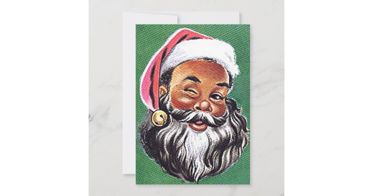 African American Black Santa Claus Christmas Holiday Card | Zazzle