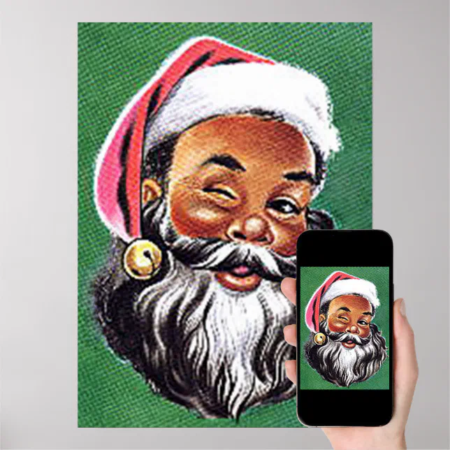 African American Black Santa Claus Christmas Poster | Zazzle