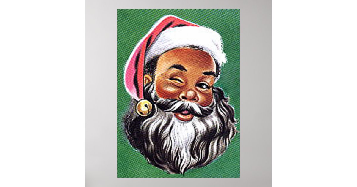 African American Black Santa Claus Christmas Poster | Zazzle