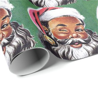 African American Black Santa Claus Christmas Wrapping Paper | Zazzle