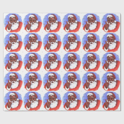 African American Black Santa Claus Christmas Wrapping Paper | Zazzle