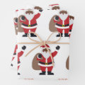 African American Black Santa Claus Wrapping Paper Sheets | Zazzle