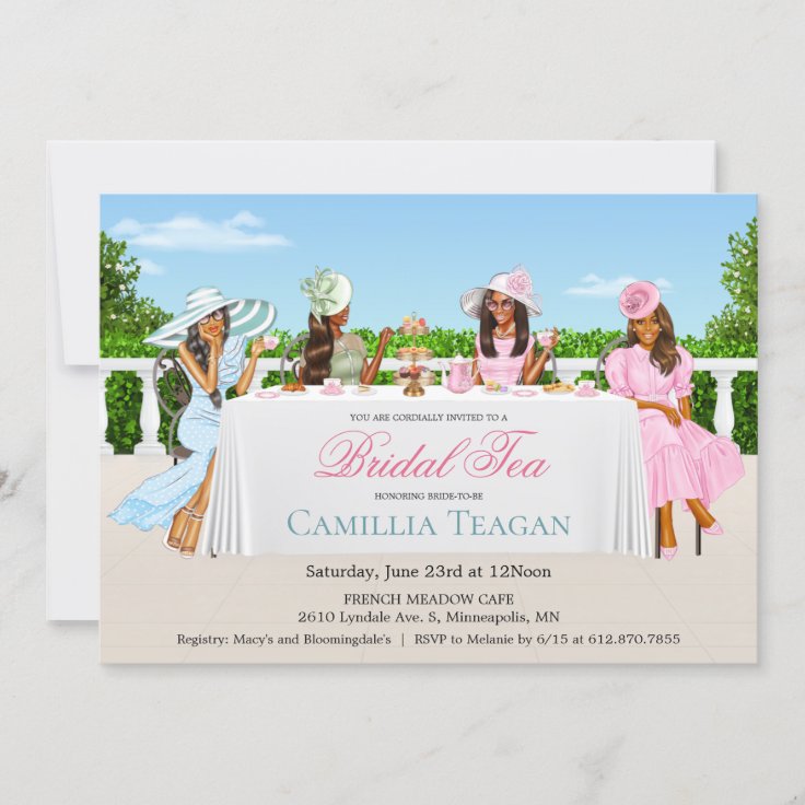 African American Bridal Tea Party Invitation | Zazzle