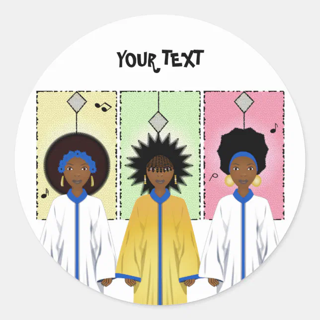 African American Carolers Singers Christmas Choir Classic Round Sticker ...