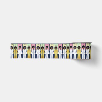 African American Carolers Singers Christmas Choir Grosgrain Ribbon | Zazzle