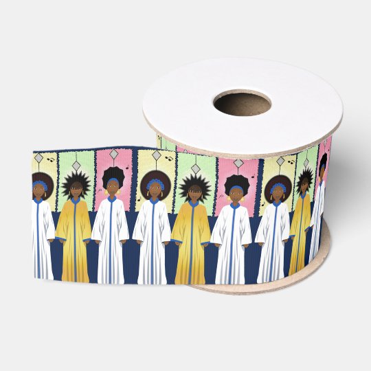 African American Carolers Singers Christmas Choir Grosgrain Ribbon ...