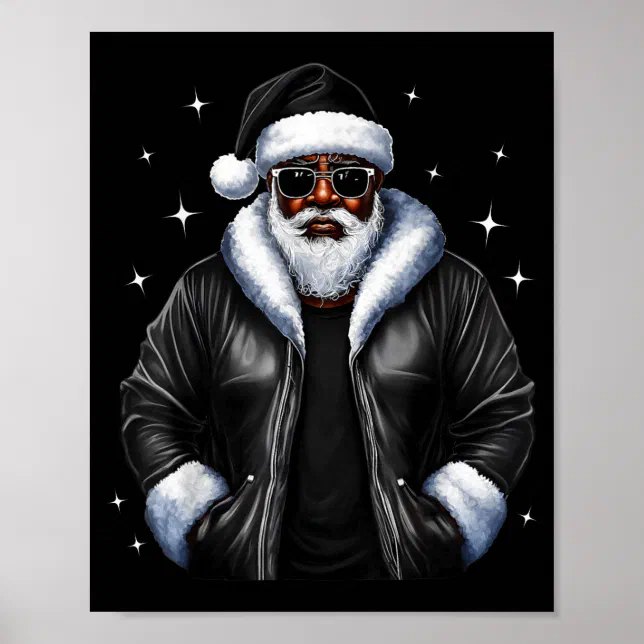 African American Christmas Xmas Afro Santa Claus Poster | Zazzle