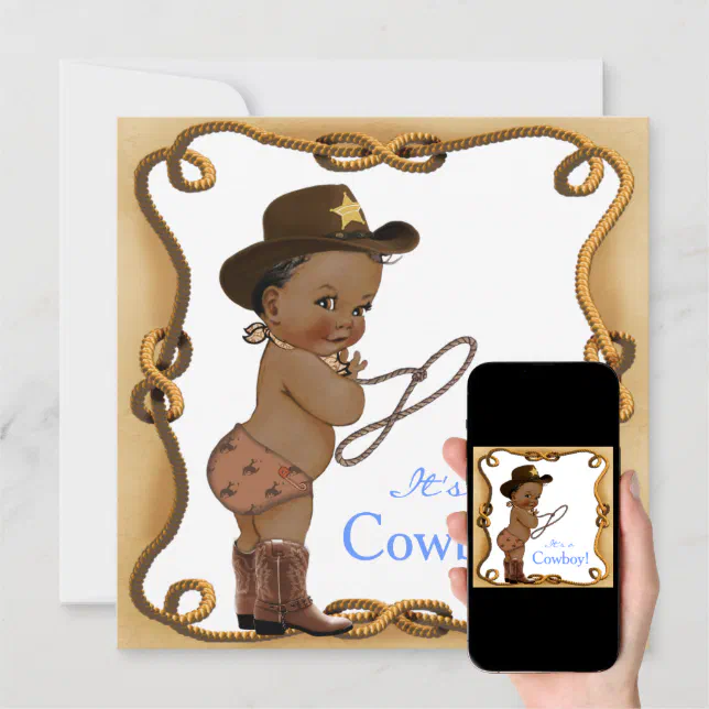 African American Cowboy Baby Shower Invitation | Zazzle
