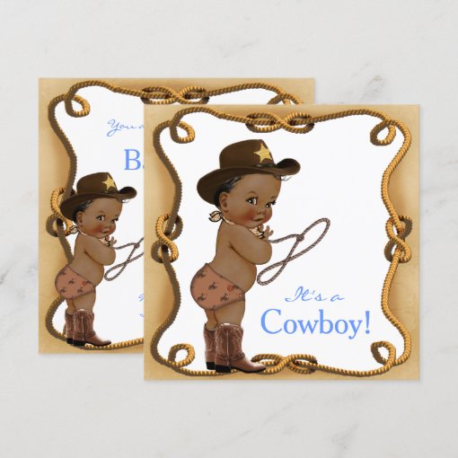 African American Cowboy Baby Shower Invitation | Zazzle