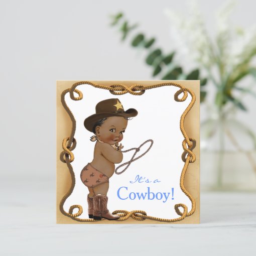 African American Cowboy Baby Shower Invitation | Zazzle