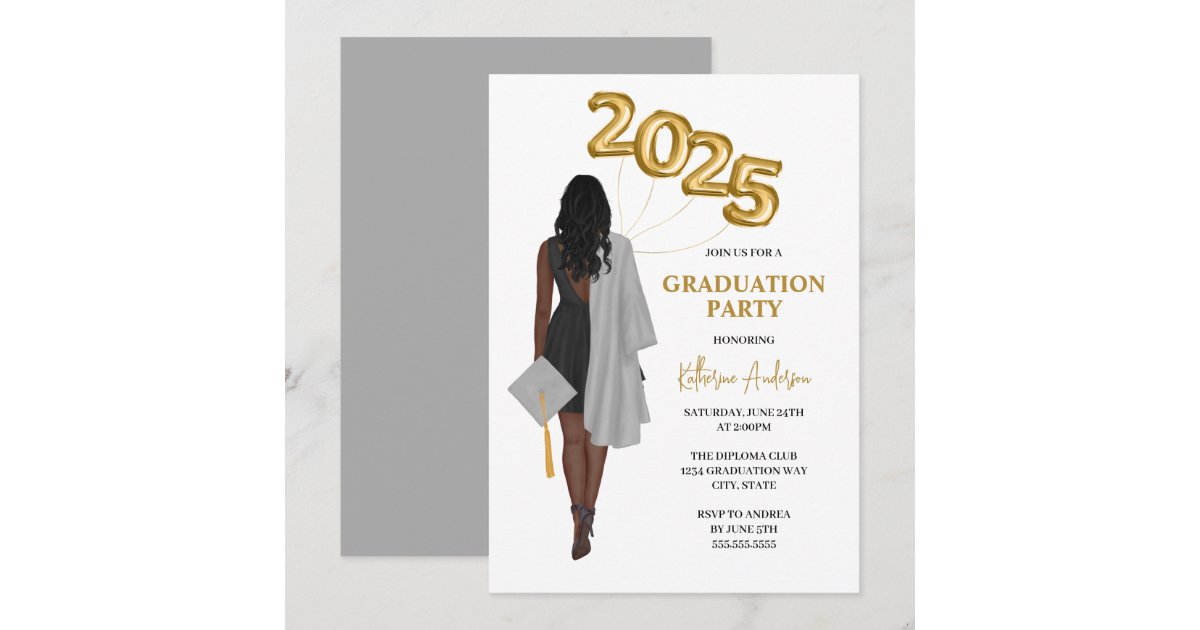 African American Female 2025Graduation Party Invitation | Zazzle