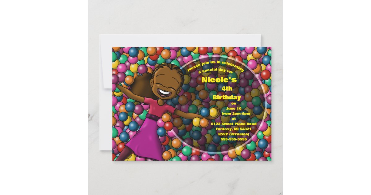 African American Girl Birthday Invitation | Zazzle