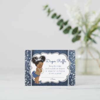 African American Girl Diaper Raffle Tickets Enclosure Card | Zazzle