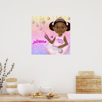 African American Girl Fairy Princess Ballerina Poster | Zazzle