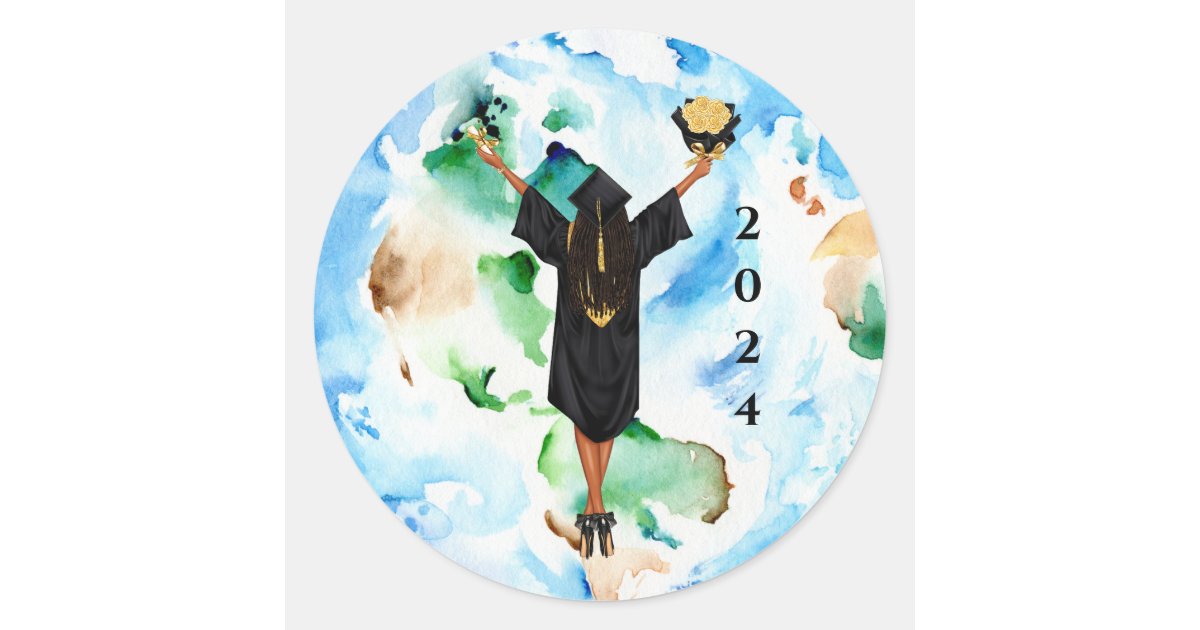 African American Girl Graduation Sticker | Zazzle