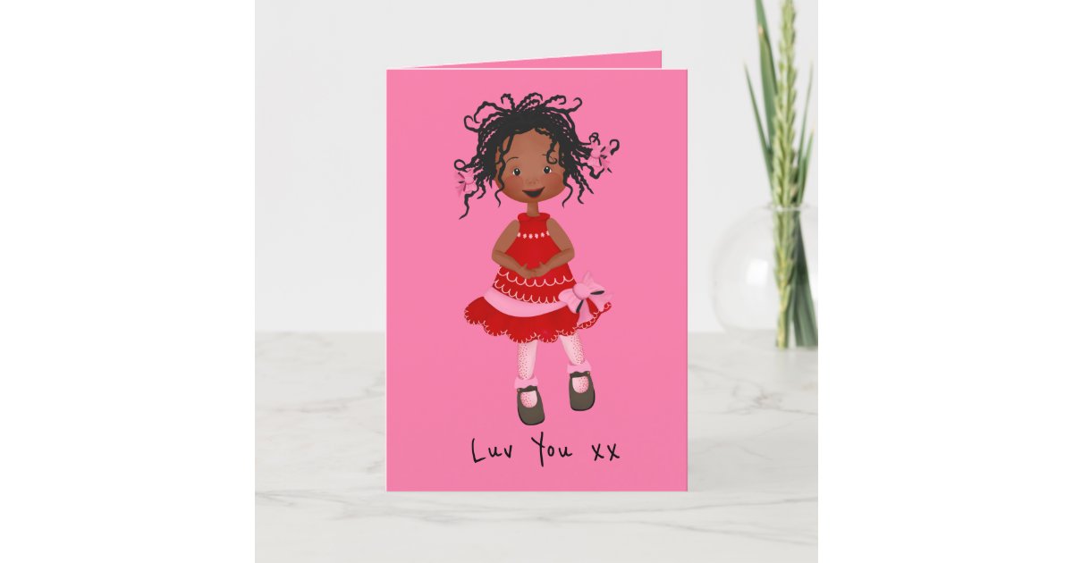 African American Girl Valentines Card | Zazzle