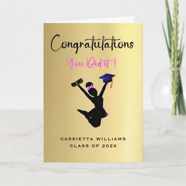 African American Girls Graduation Congratulations Card | Zazzle