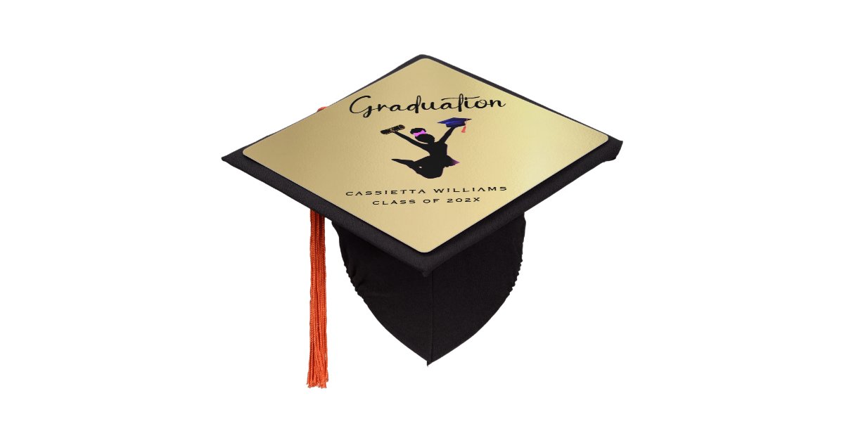African American Girly Gold Graduation Cap Topper | Zazzle