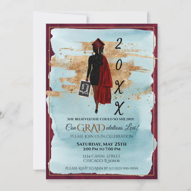 African American Graduation Invitation (Dark Skin) | Zazzle