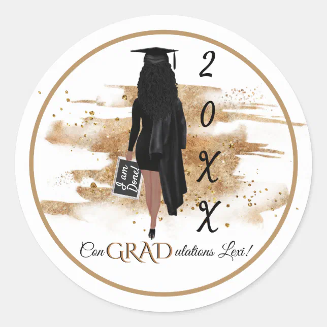 African American Graduation Invitation (Lt Skin) N Classic Round ...