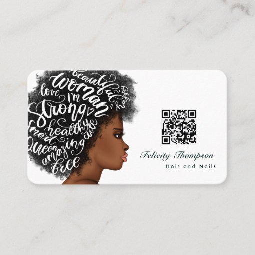 African American Hairdresser QR Code Business Card | Zazzle