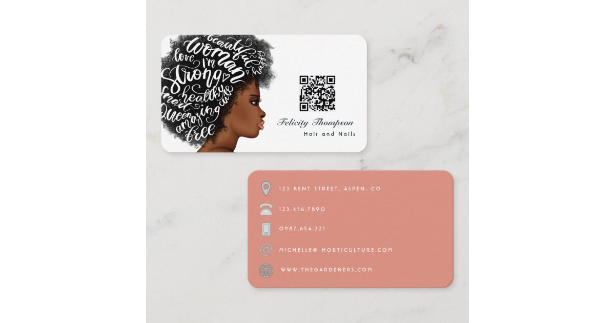 African American Hairdresser QR Code Business Card | Zazzle