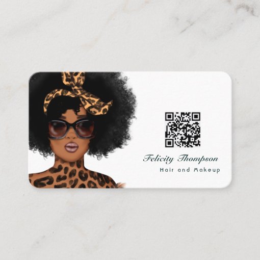 African American Hairdresser QR Code Business Card | Zazzle
