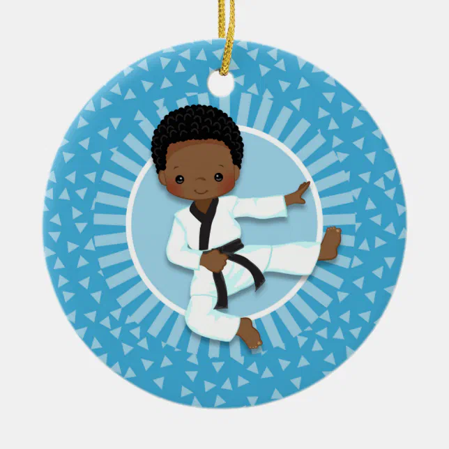 African American Karate Boy Judo Martial Arts Ceramic Ornament | Zazzle