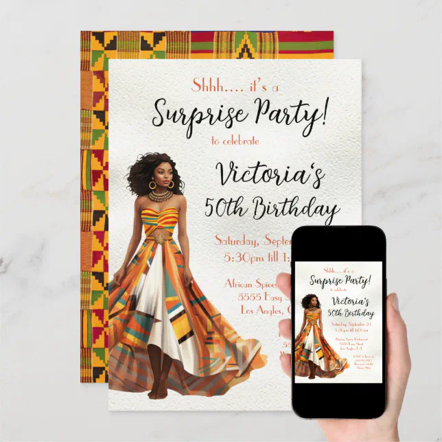 African American Kente Birthday Party Invitation | Zazzle