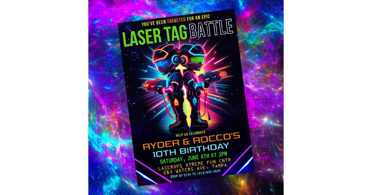 African American Laser Tag Birthday Invitation | Zazzle