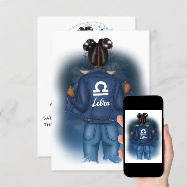 African American Libra Zodiac Sign Birthday Party Invitation | Zazzle