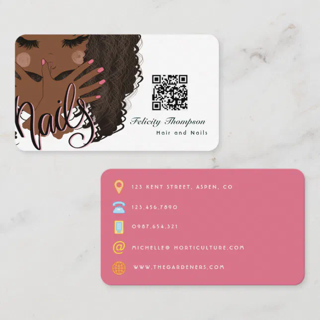 African American Manicurist Beauty QR Code Business Card | Zazzle