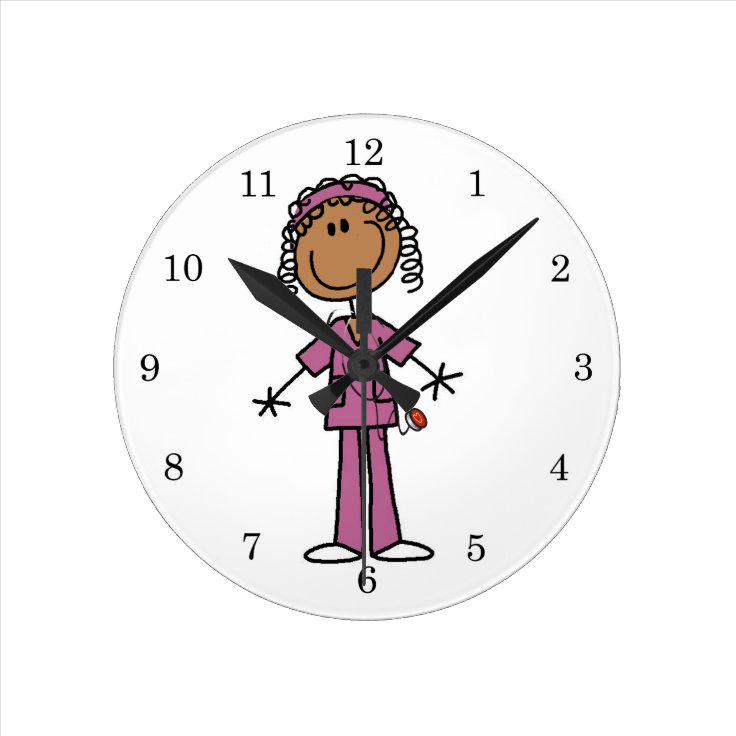African American Nurse Round Clock | Zazzle